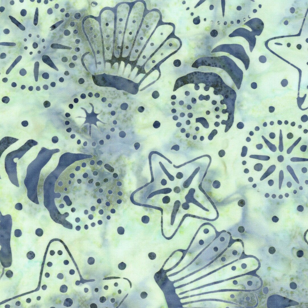 Seashell Batik Monique Jacobs for Maywood Studio MAS B41 01 Soft Green ...