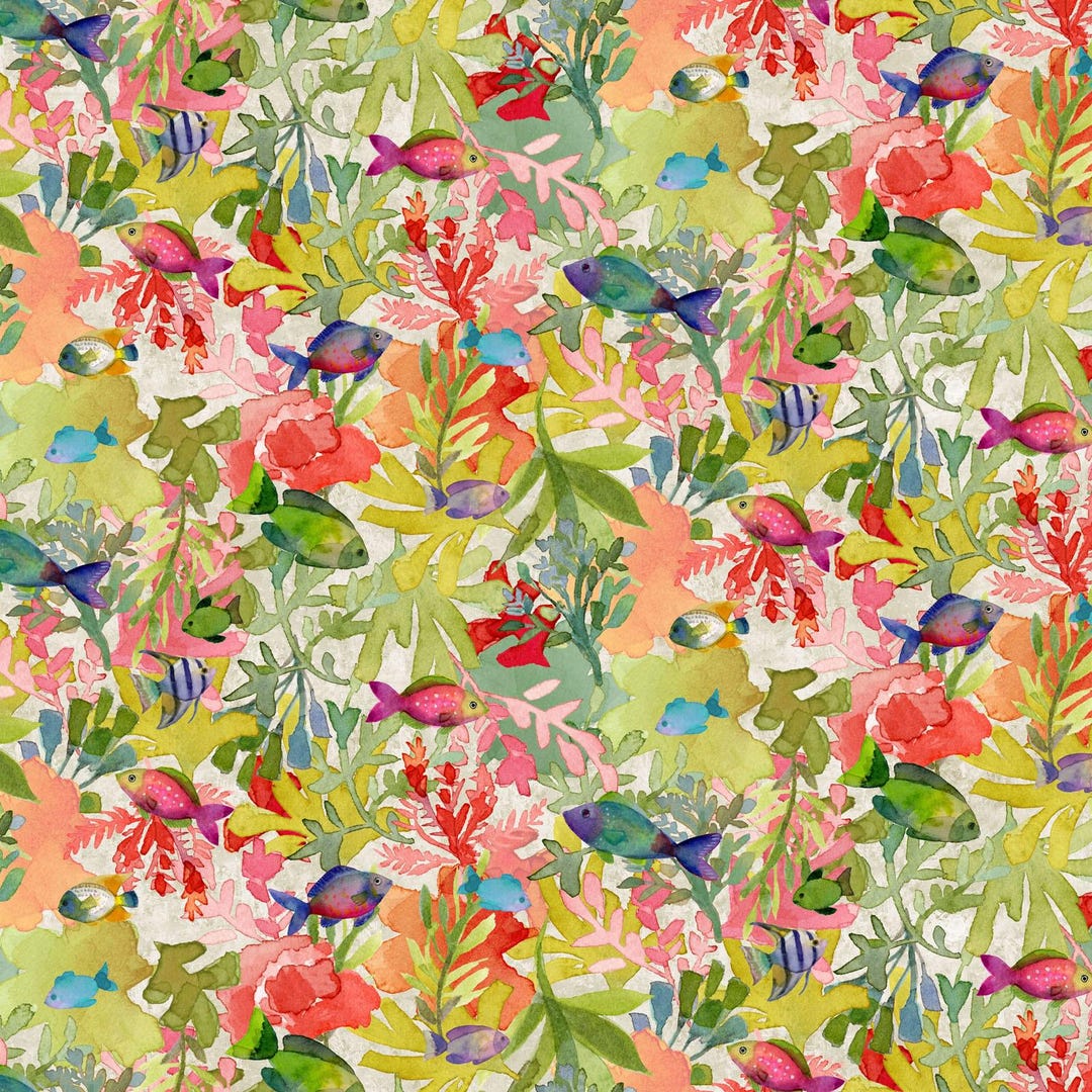 Coral Reef Collection - Fish & Seaweed Y4378-55 Multi Color - Sue ...