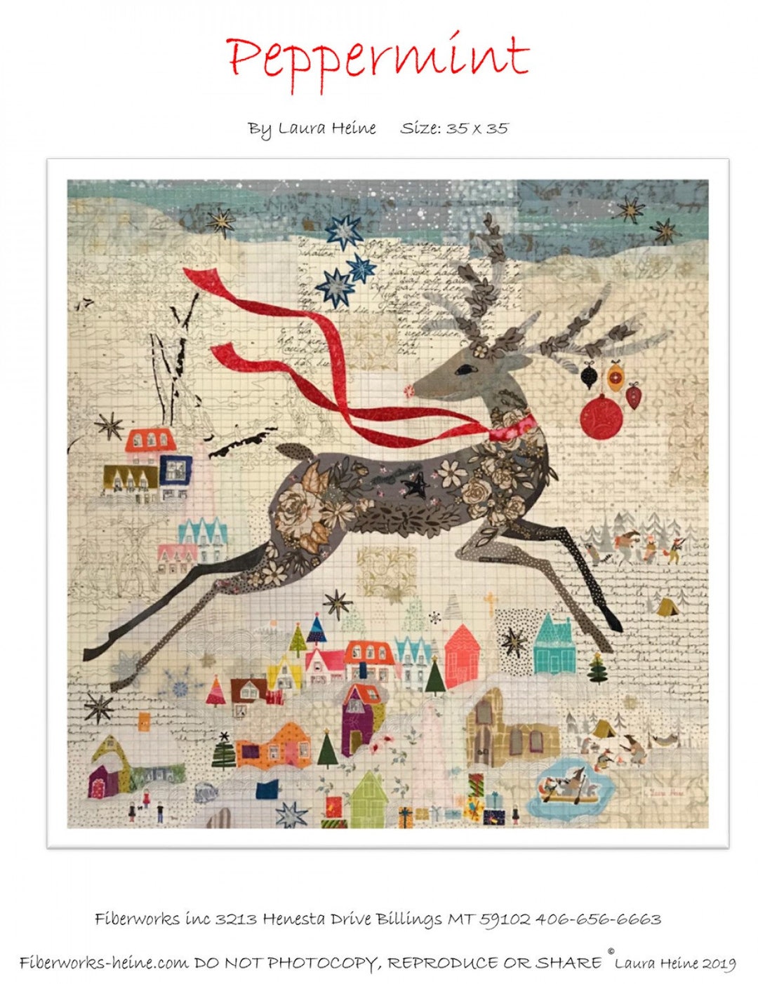 Reindeer Collage - Laura Heine Pattern - Applique Quilt - Peppermint ...