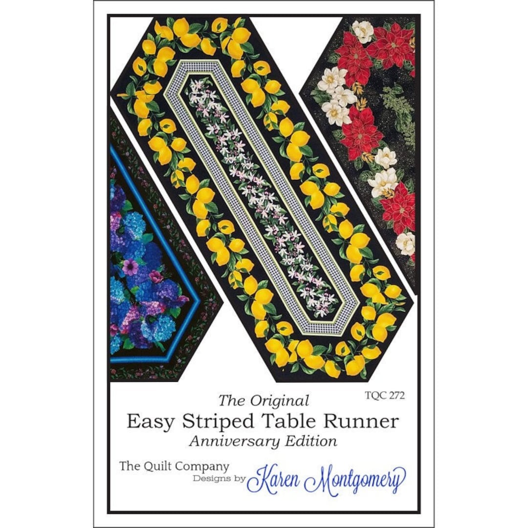 Easy Striped Table Runner Pattern by Karen Montgomery TQC272 60 Degree ...