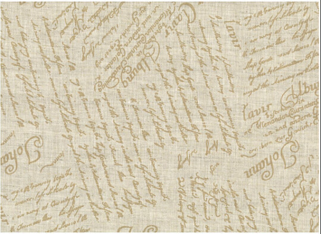 Linen Fabric - Painted Tan Writing Fabric 100% Linen by Stof A/S ST15 ...