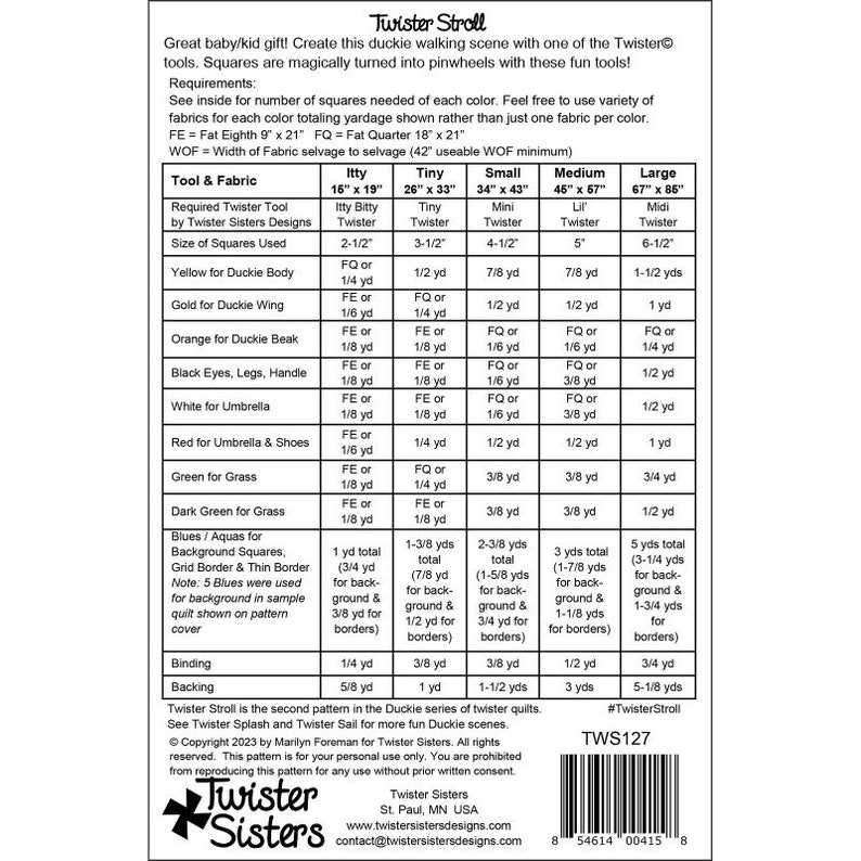 Twister Duck Patterns - Twisted Sister - Variable Size Pattern - Uses ...