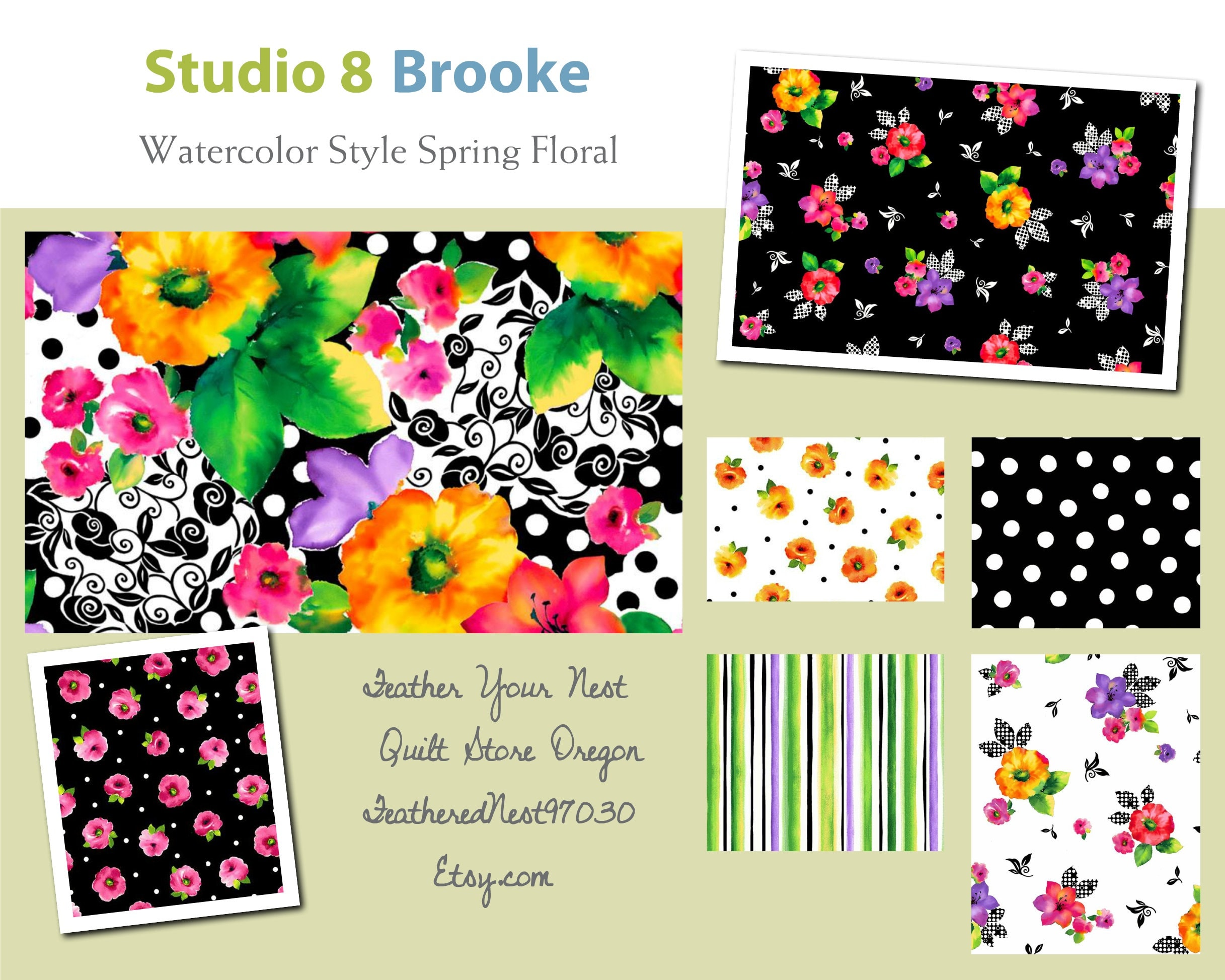 Brooke Fabric - Large Floral by Studio 8 for Quilting Treasures 26317 X ...