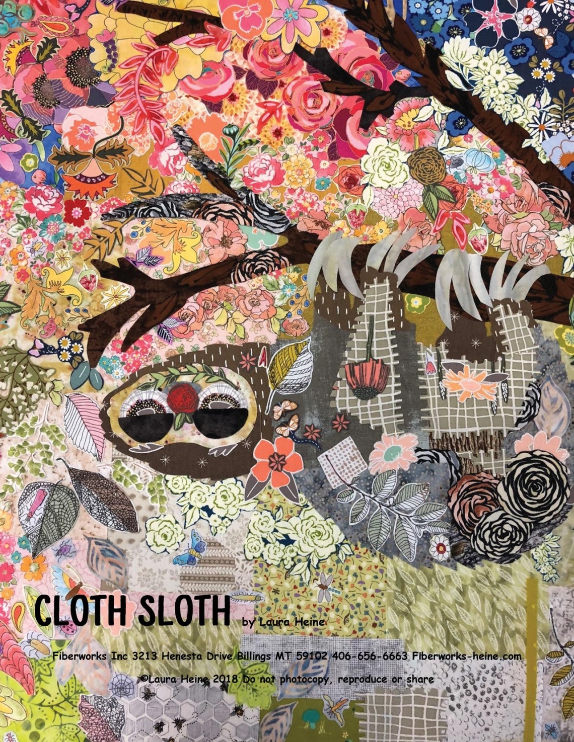 Sloth Collage - Laura Heine Applique Cloth Sloth Pattern 27"x39" - DIY ...