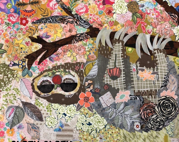 Sloth Collage - Laura Heine Applique Cloth Sloth Pattern 27"x39" - DIY ...