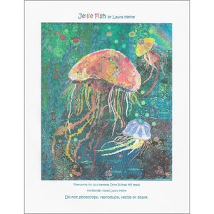 Jellie Fish Collage Quilt - Jelly Fish - Laura Heine - 38"x45" DIY ...