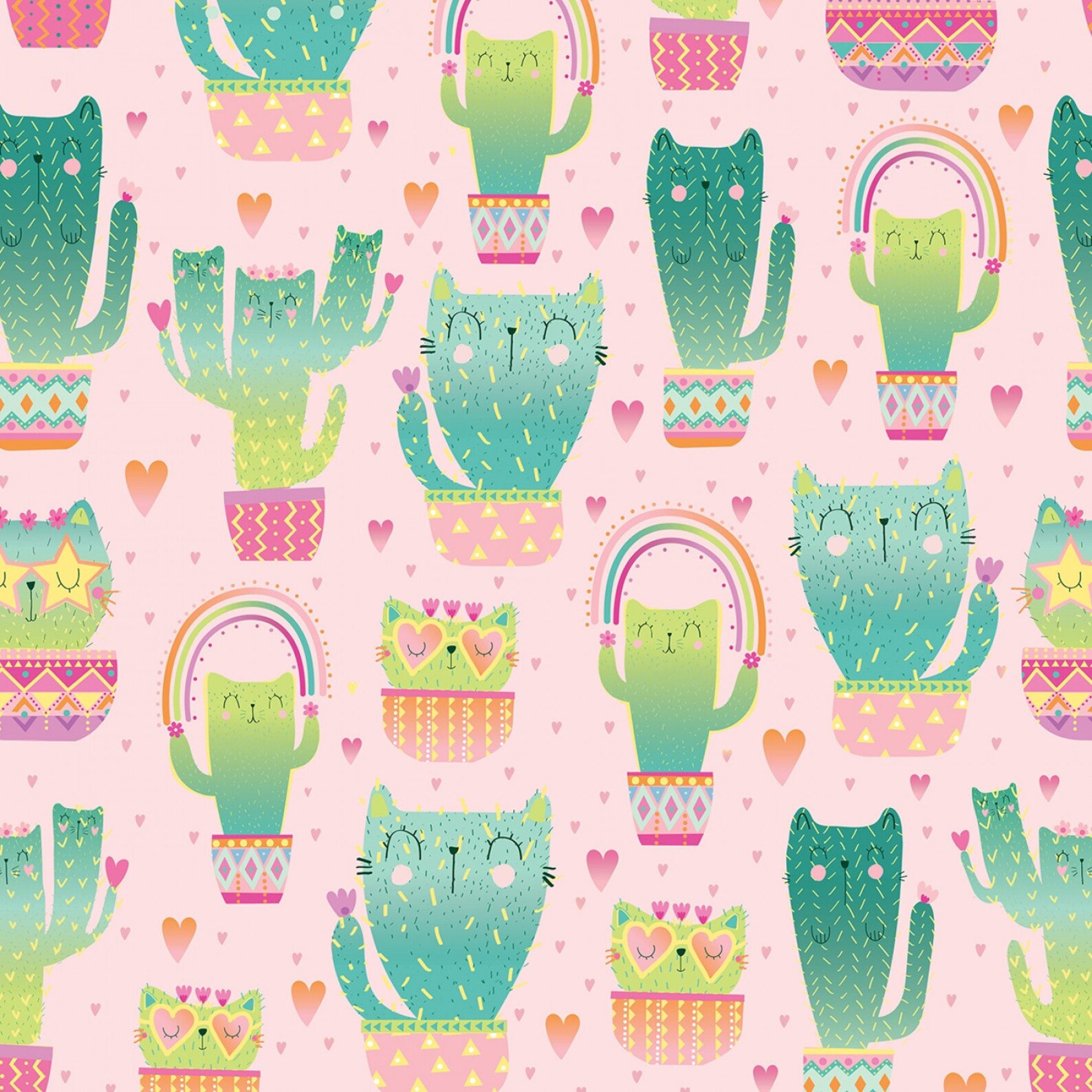 Cactus Cat Timeless Treasures Kitty Cactus Quirky Cat | Etsy