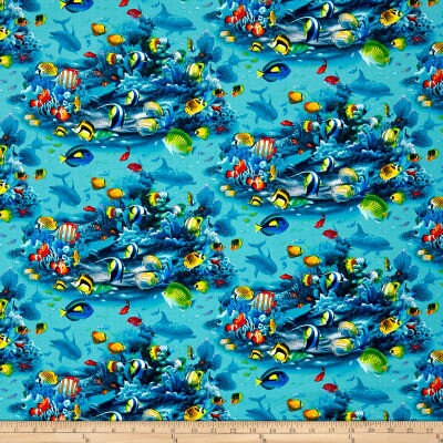 Tropical Fish Fabric - Underwater Sea Life - Fish on the Reef ...