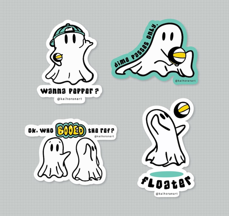 Ghost Volleyball Sticker Pack | Waterproof Matte Decals - Etsy