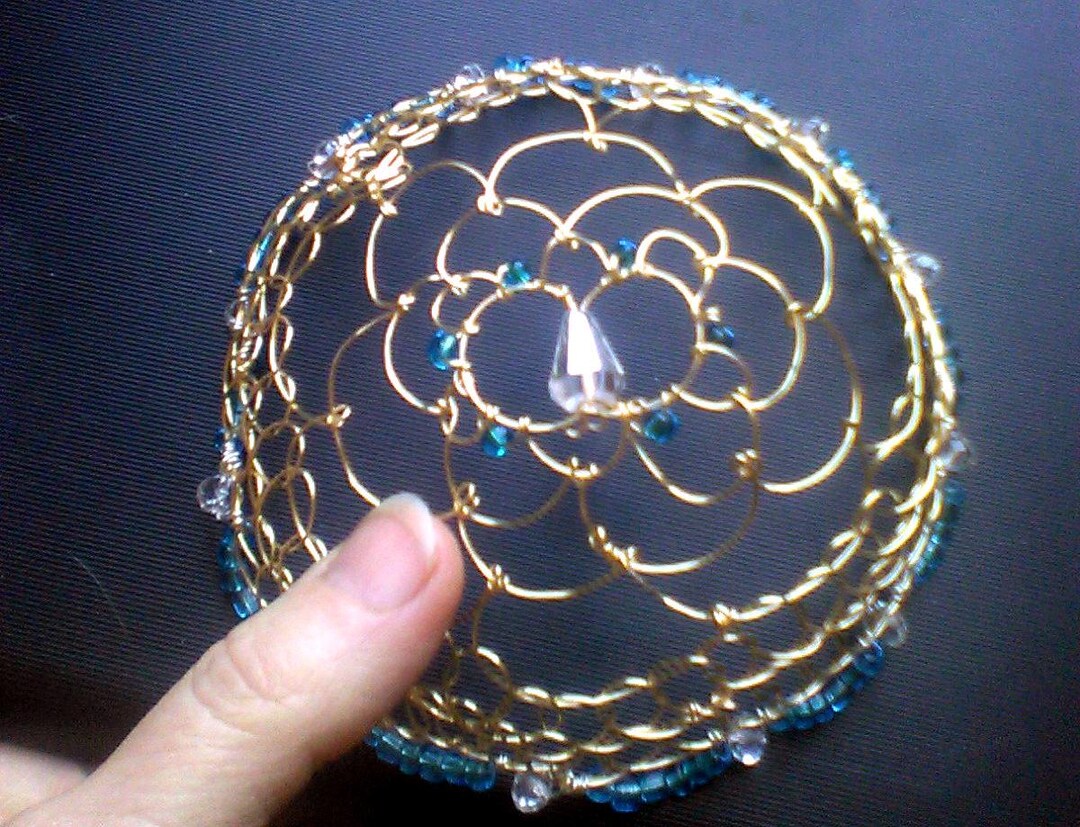 Malkhut Shekhinah Kippah, Gold Wire Kippah for Woman,blue and Clear ...