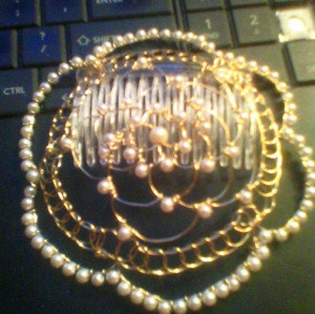 Gold and Pearl Juliet Cap Renaissance Style Kippah With Freshwater ...