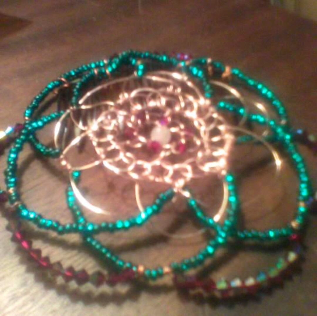 Ruby and Teal Beaded Wire Kippah for Woman or B Mitzvah - Etsy
