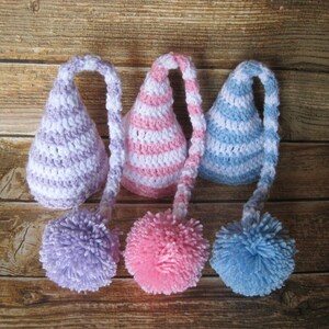 Pattern Crochet Baby Hat / Striped Pixie Hat / DIY Instructions /tutorial/newborn /0-3month / 3 ...