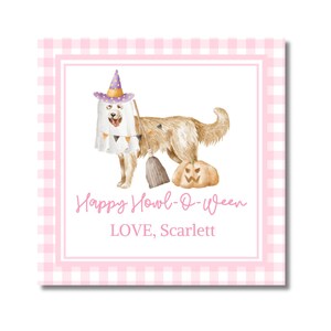 Printable Pink Howl O Ween Dog Watercolor Halloween Treat Tag School ...