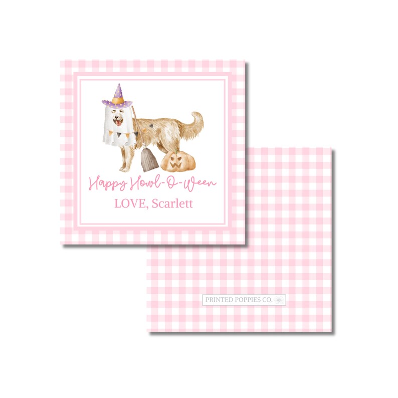 Printable Pink Howl O Ween Dog Watercolor Halloween Treat Tag School ...