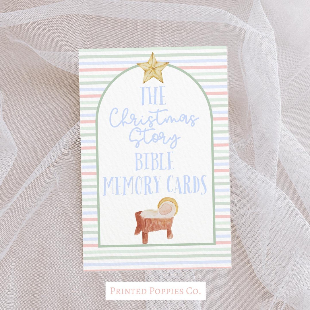 The Christmas Story Bible Memory Verse Cards Scripture Advent Nativity ...