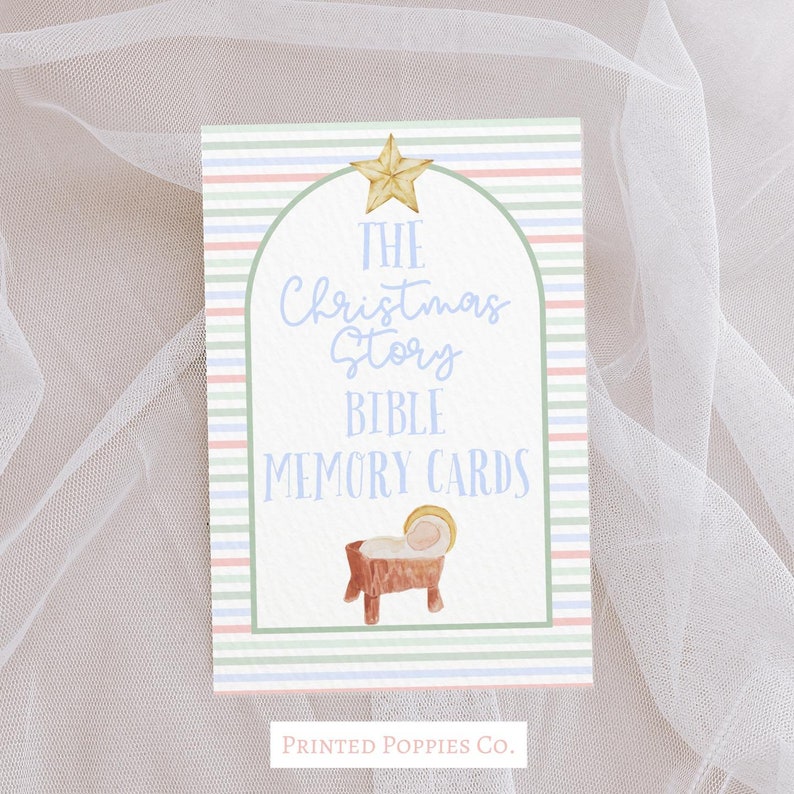 The Christmas Story Bible Memory Verse Cards | Scripture | Advent ...