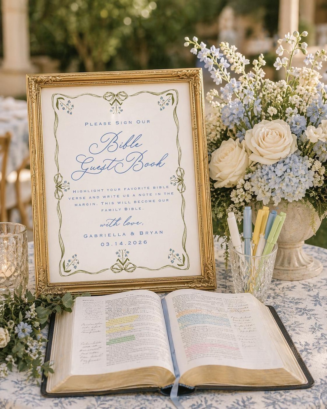 Printed Custom Guest Book Sign | Bible Guest Book for Wedding | Wedding ...