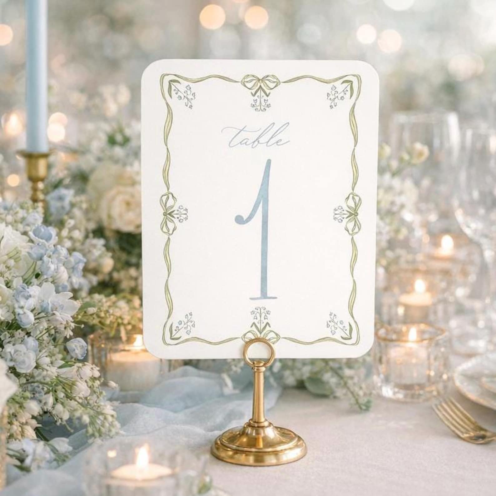 Blue & Green Watercolor Table Numbers With Rounded Corner | Wedding ...