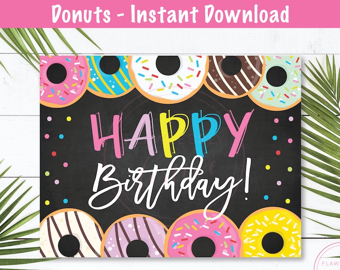 Happy Birthday Donut Party Instant Download 8x10 - Etsy