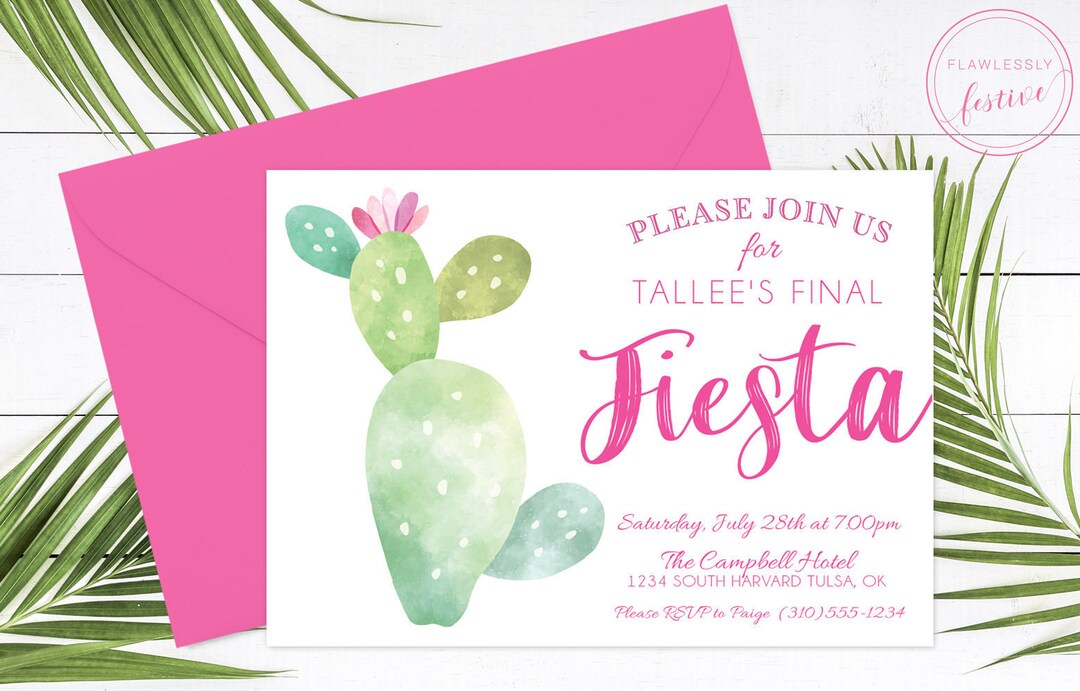 Final Fiesta Invitation • Cactus Invitation • Digital Download - Etsy