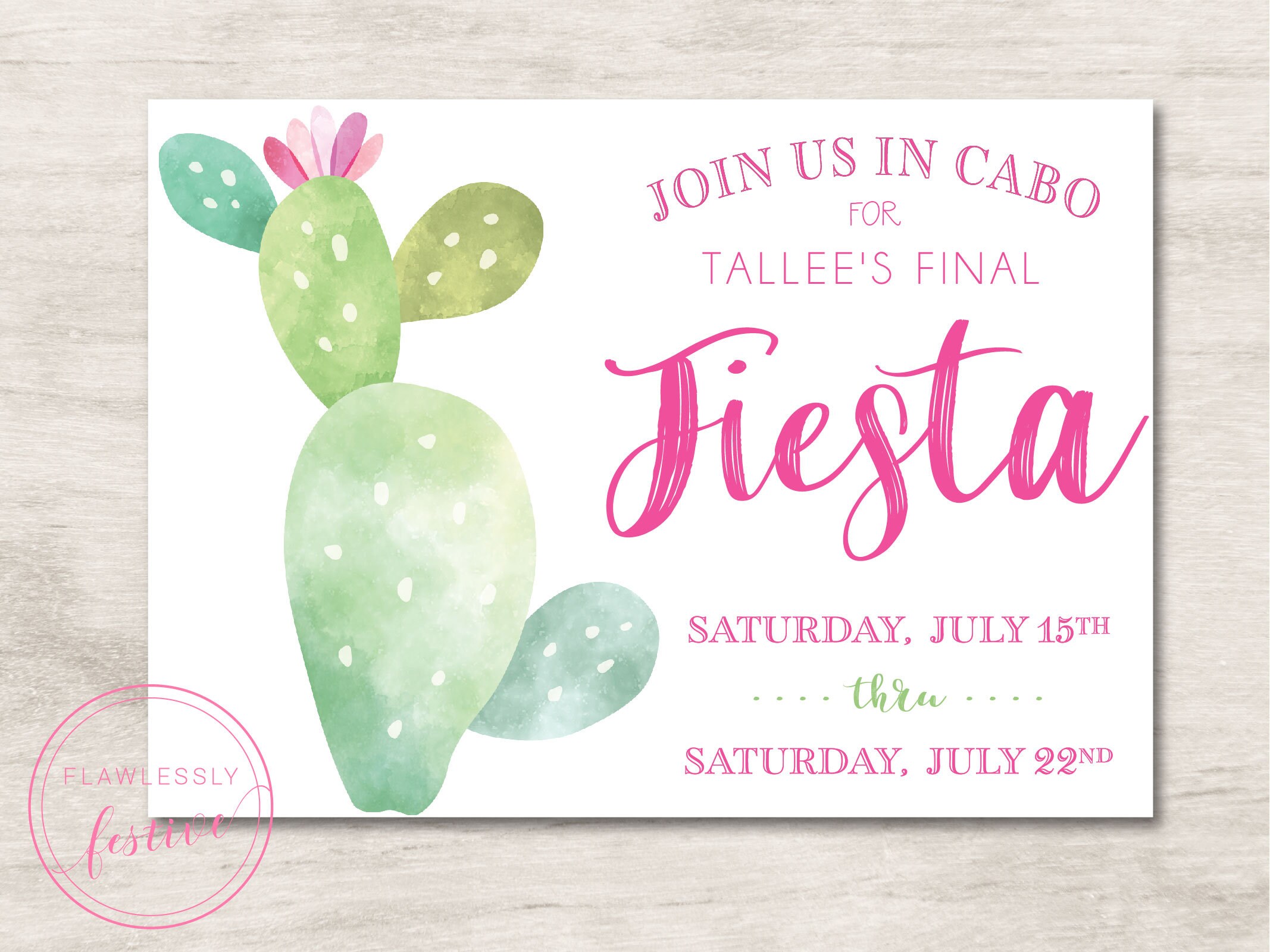 Final Fiesta Invitation Cactus Invitation Digital Download - Etsy