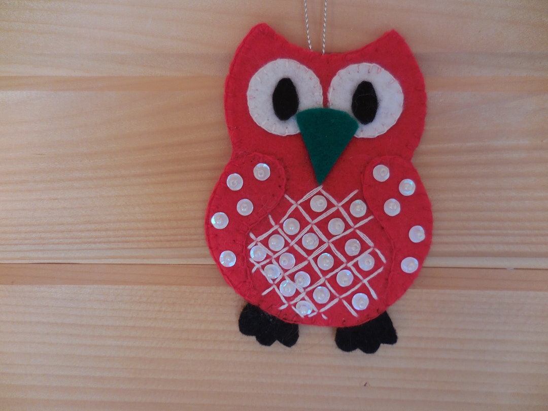 The Little Red Owl Ornament - Etsy