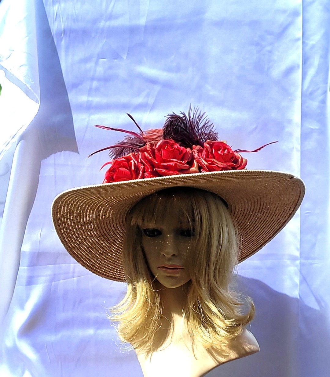 Burgundy and Ivory Kentucky Derby Hat, Burgundy and Ivory Church Hat ...
