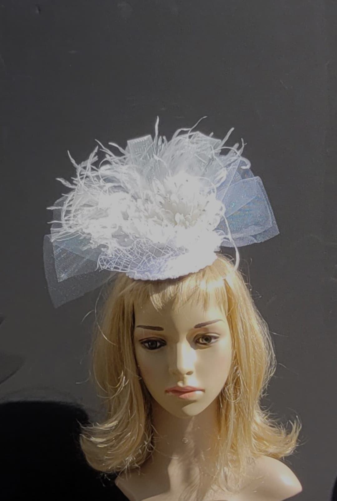 White Wedding Hat, White Feather Fascinator Hat, White Fascinator Hat ...