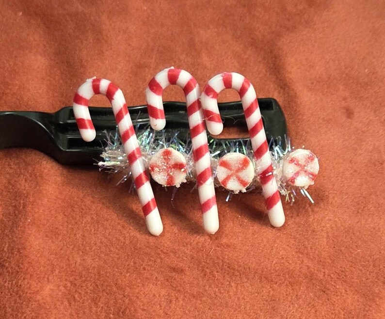 Candy Cane Hair Barrette, Christmas Hair Accessories, Holiday Hairpiece ...