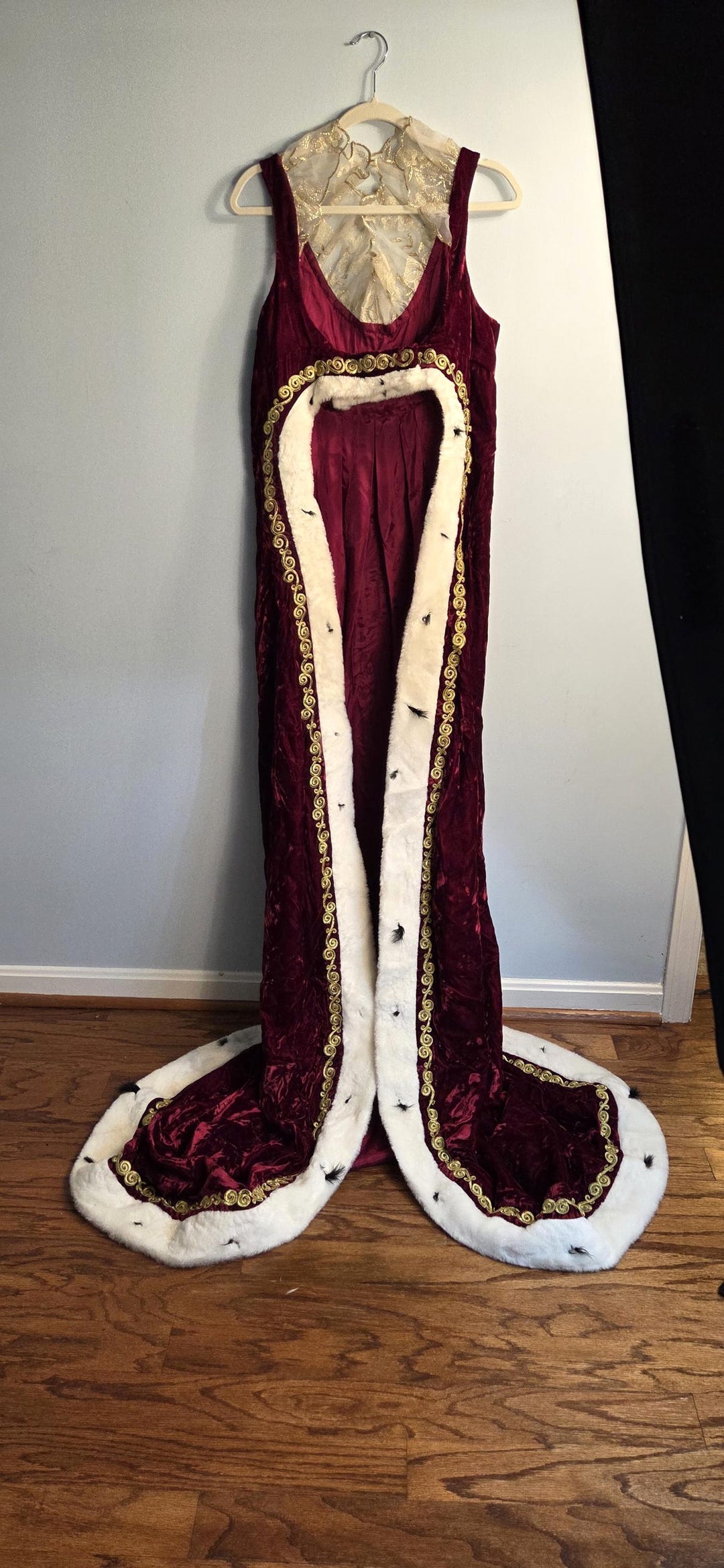 Red Velvet Regency Dress, Historical Red Velvet Dress, Red Velvet ...