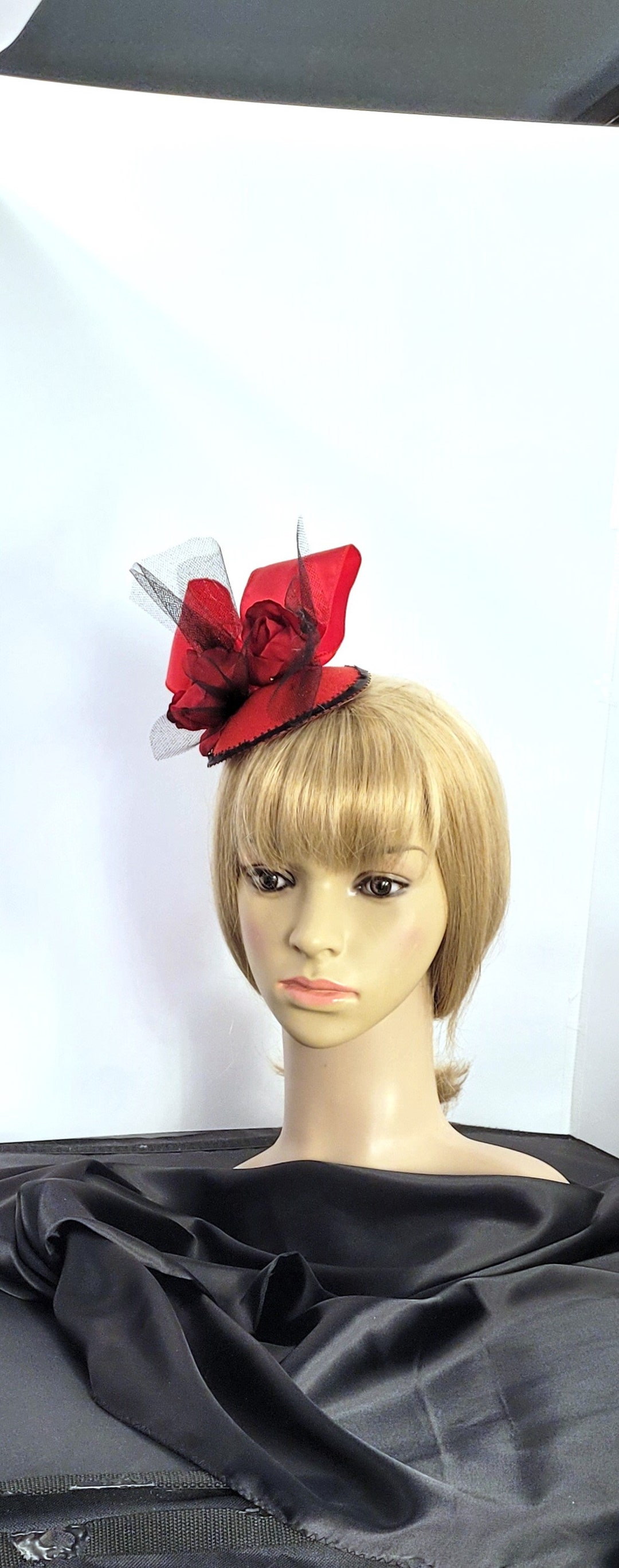 Red Hat Society Hat, Red Fascinator Hat, Red Tea Party Hat, Red Mother ...