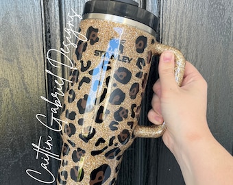 Gold/black Ombre Leopard Swirl Tumbler Stanley YETI Simple Modern Trek ...