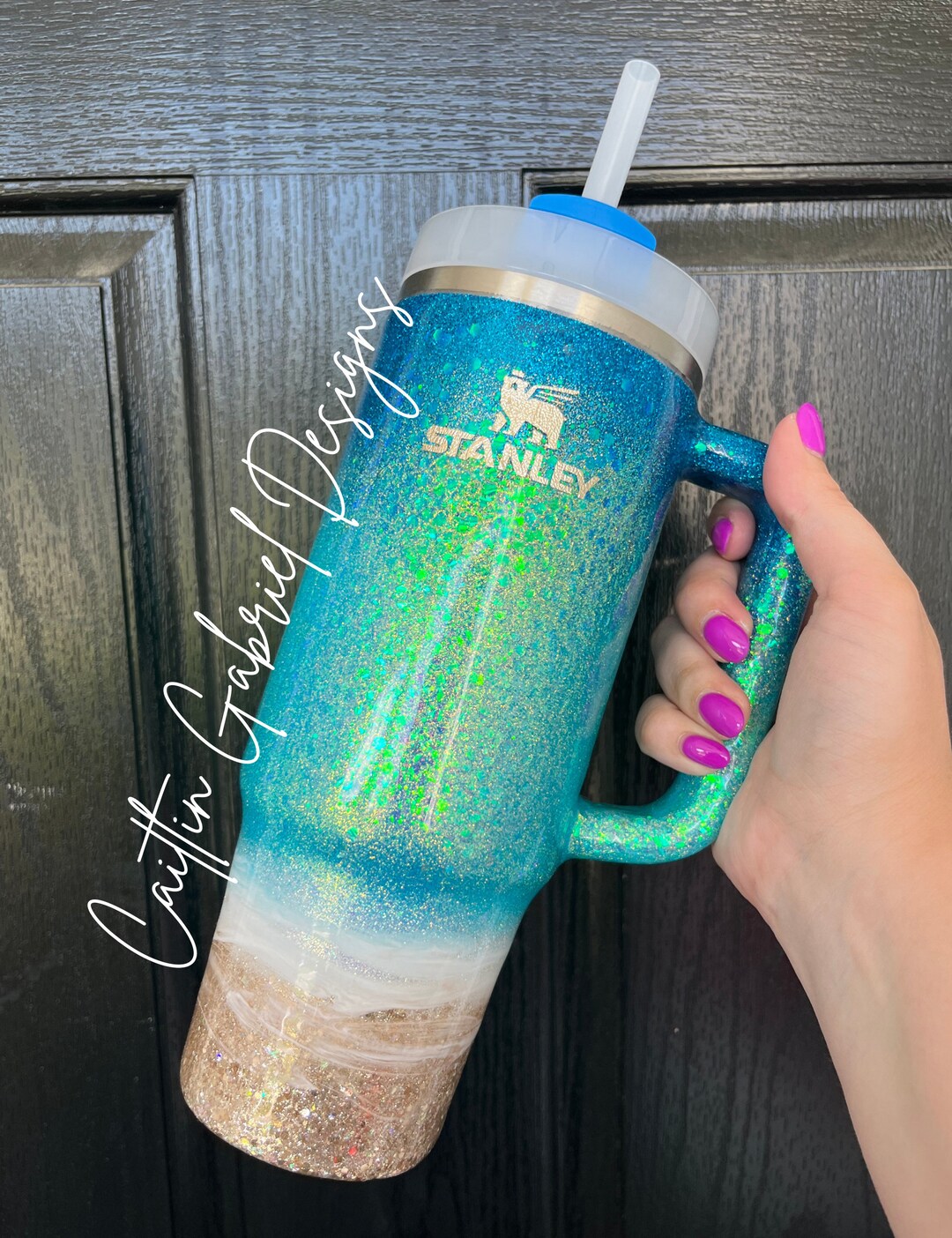 Turquoise Beach Ombre Tumbler | Stanley | YETI | Simple Modern Trek - Etsy