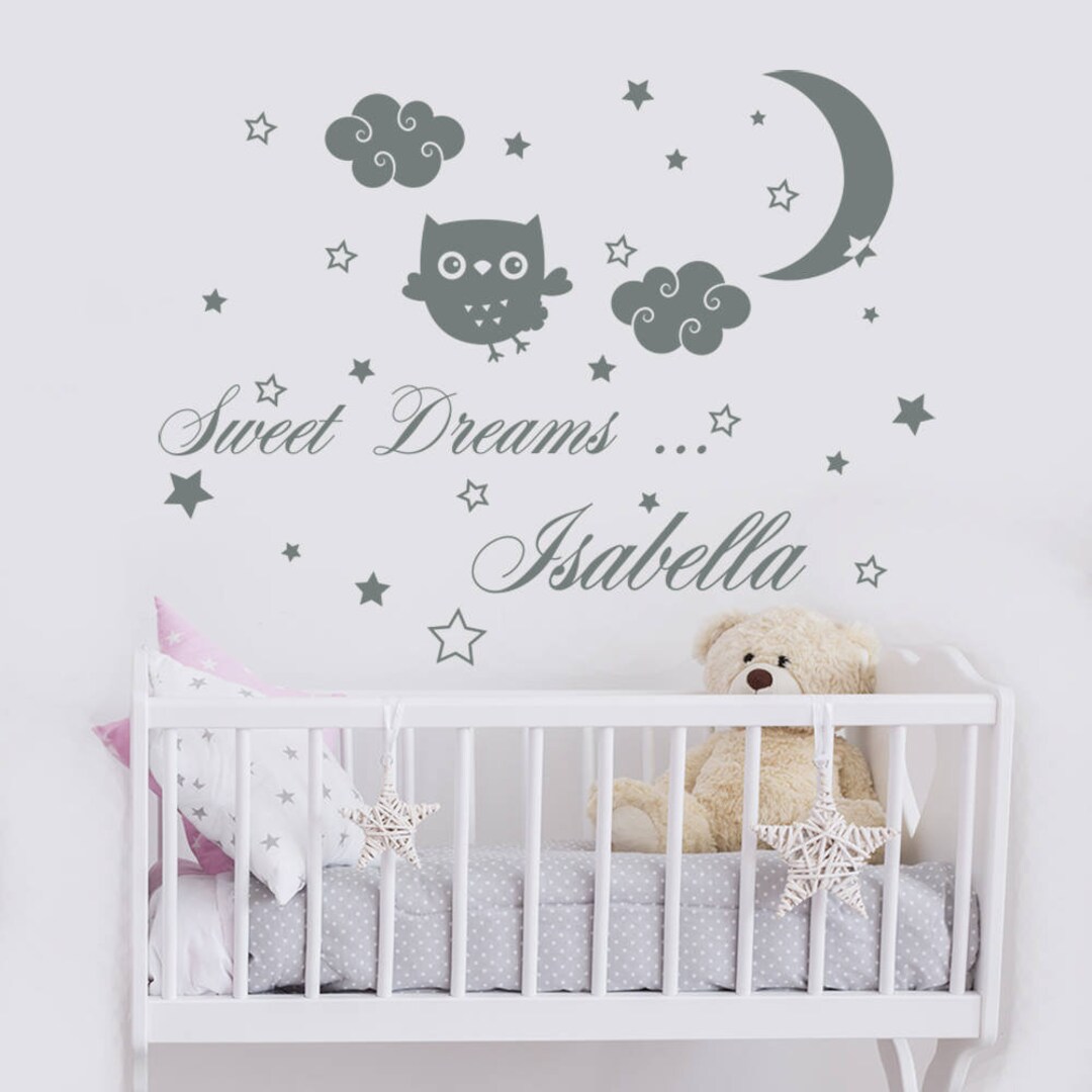 Sweet Dreams Wall Decal. Name Decal. Girls Name Wall Decal. Owl Nursery ...