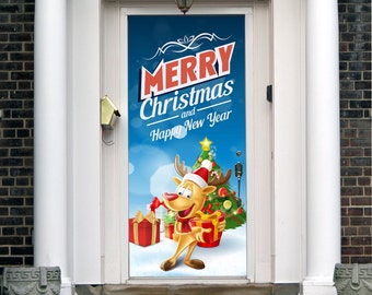 Front Door Cover Christmas Decor 3D Banner Tree Vinyl Holiday | Etsy