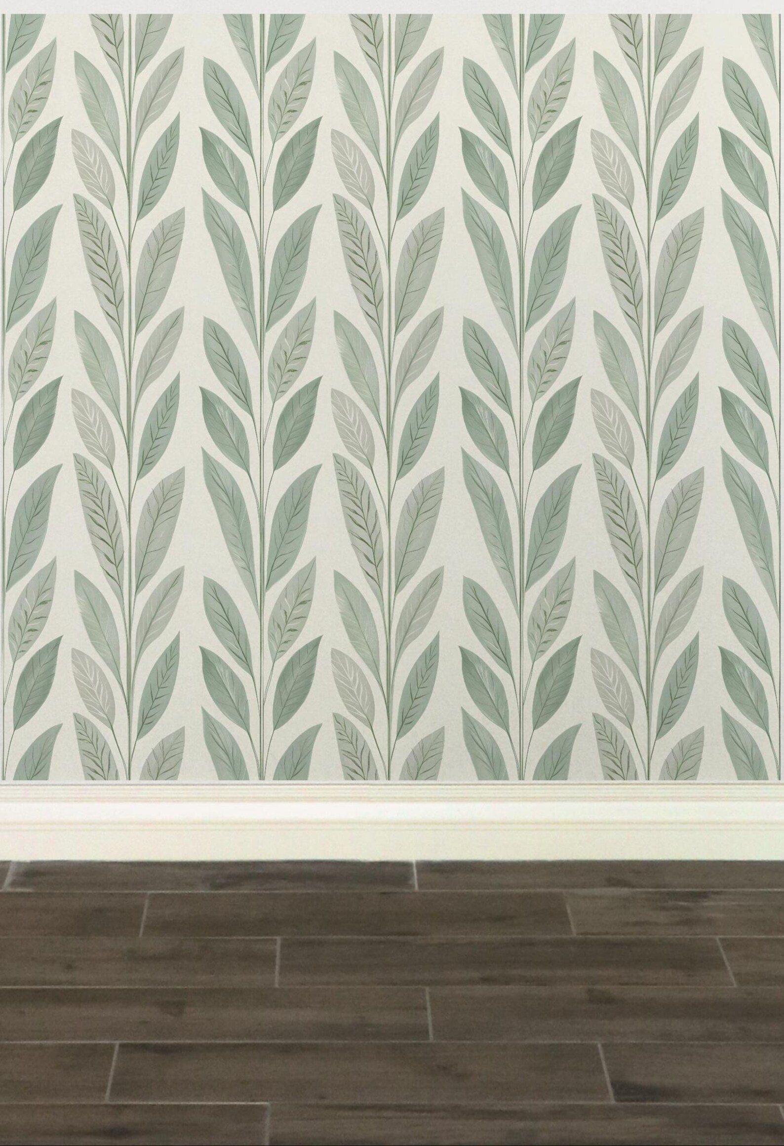 Green Leaf Peel and Stick Wallpaper, Modern Botanical Removable Wall ...