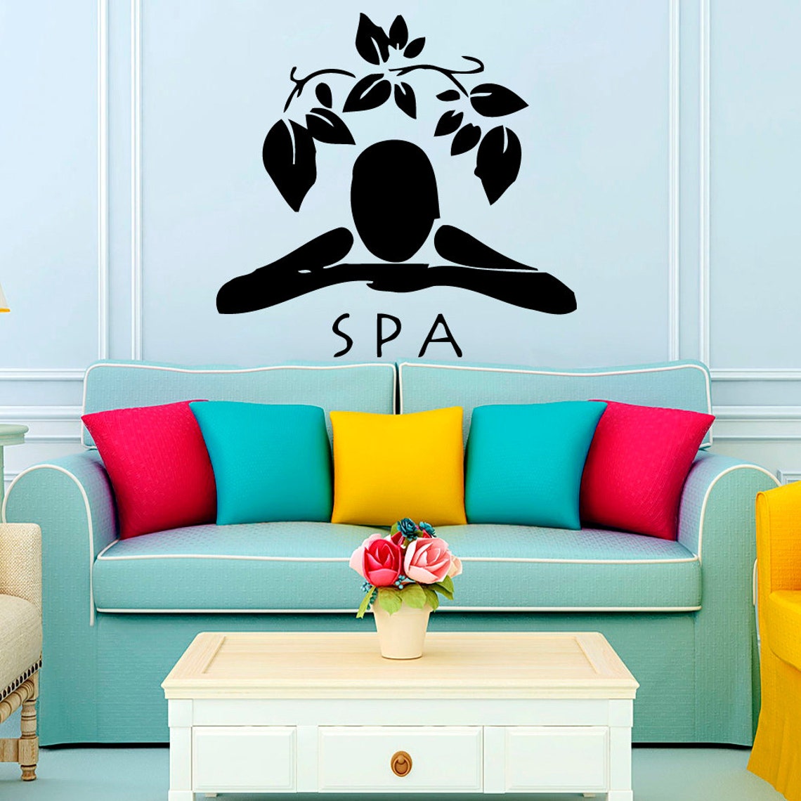 Woman Wall Decals Girl Spa Massage Relax Beauty Salon Floral Etsy