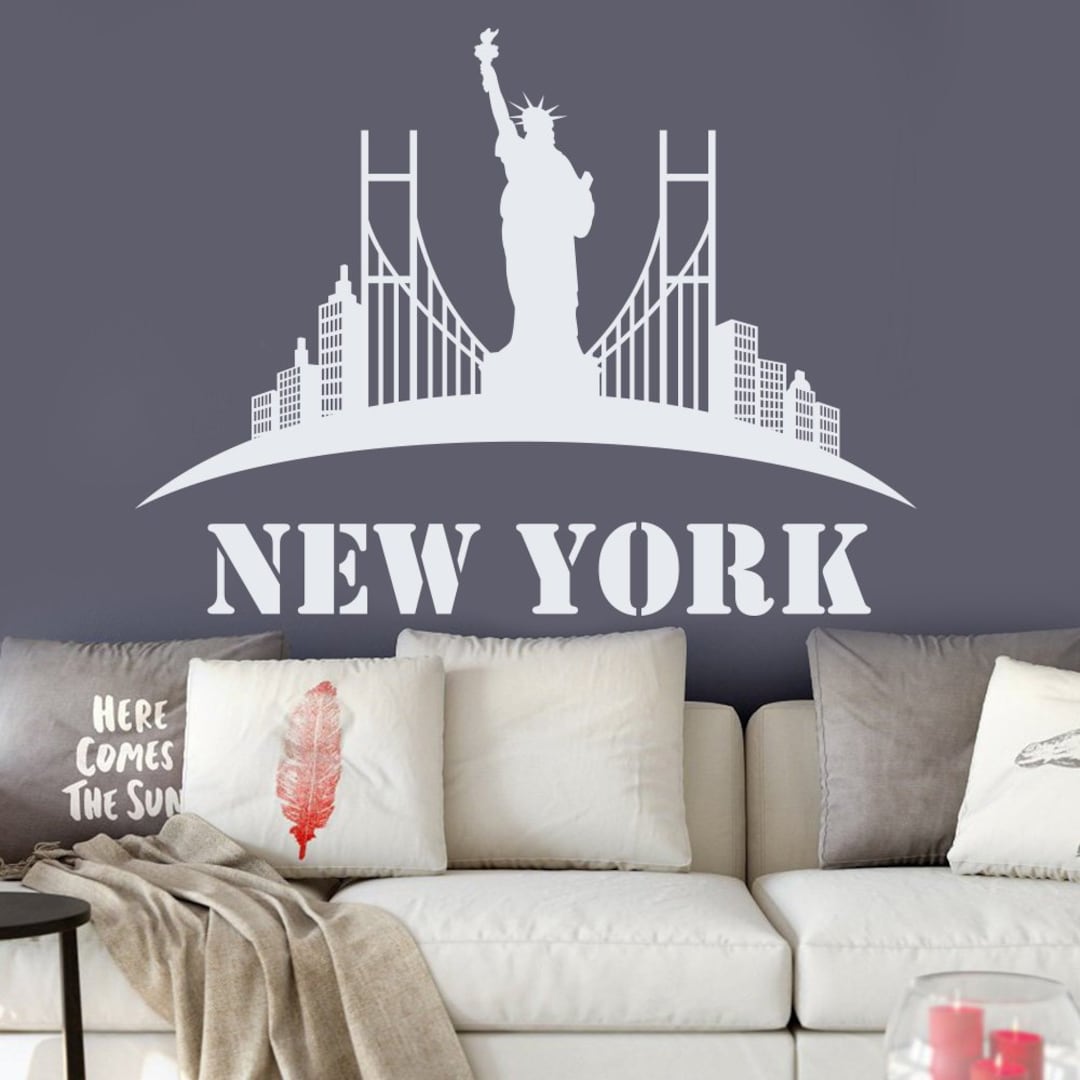 New York Wall Decal, City Skyline, New York Skyline Decal, Statue of ...