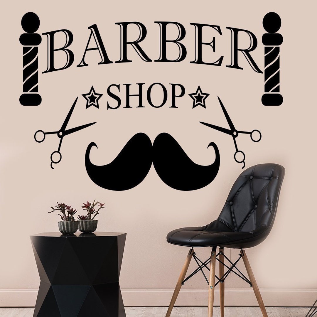 Mustache Wall Decals, Barber Shop Decal, Hair Man Beauty Salon Decor ...