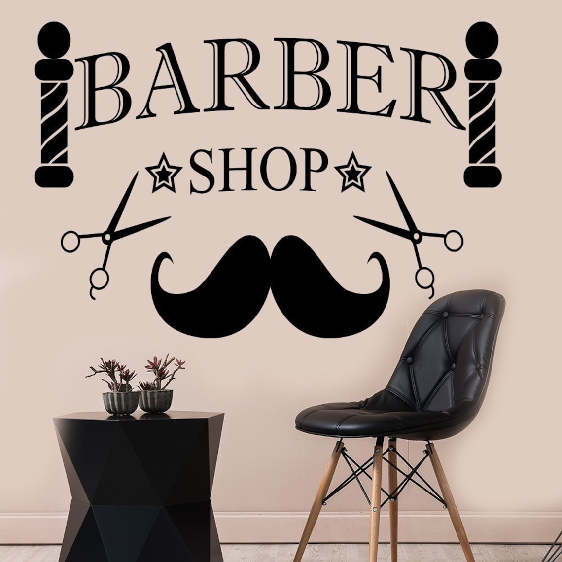Mustache Wall Decals Barber Shop Decal Hair Man Beauty Salon | Etsy