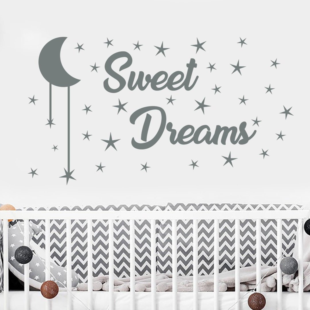 Sweet Dreams Wall Decal, Moon and Star Nursery, Sweet Dreams Sticker ...