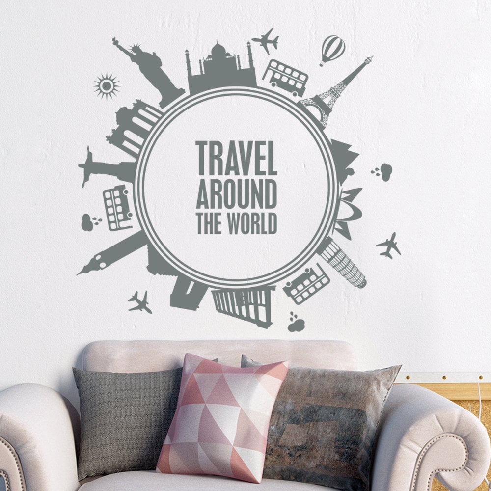 Quotes Wall Decals Travel Around The World Decal Adventure | Etsy