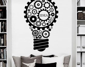 Light Bulb Wall Decals Nursery Decor Gears Wheel Vinyl Sticker - Etsy