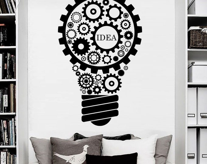 Light Bulb Wall Decals Nursery Decor Gears Wheel Vinyl Sticker - Etsy