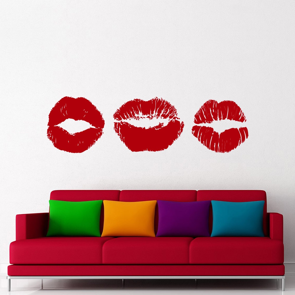 Lips Wall Stickers Kiss Decal Valentine's Day Design | Etsy