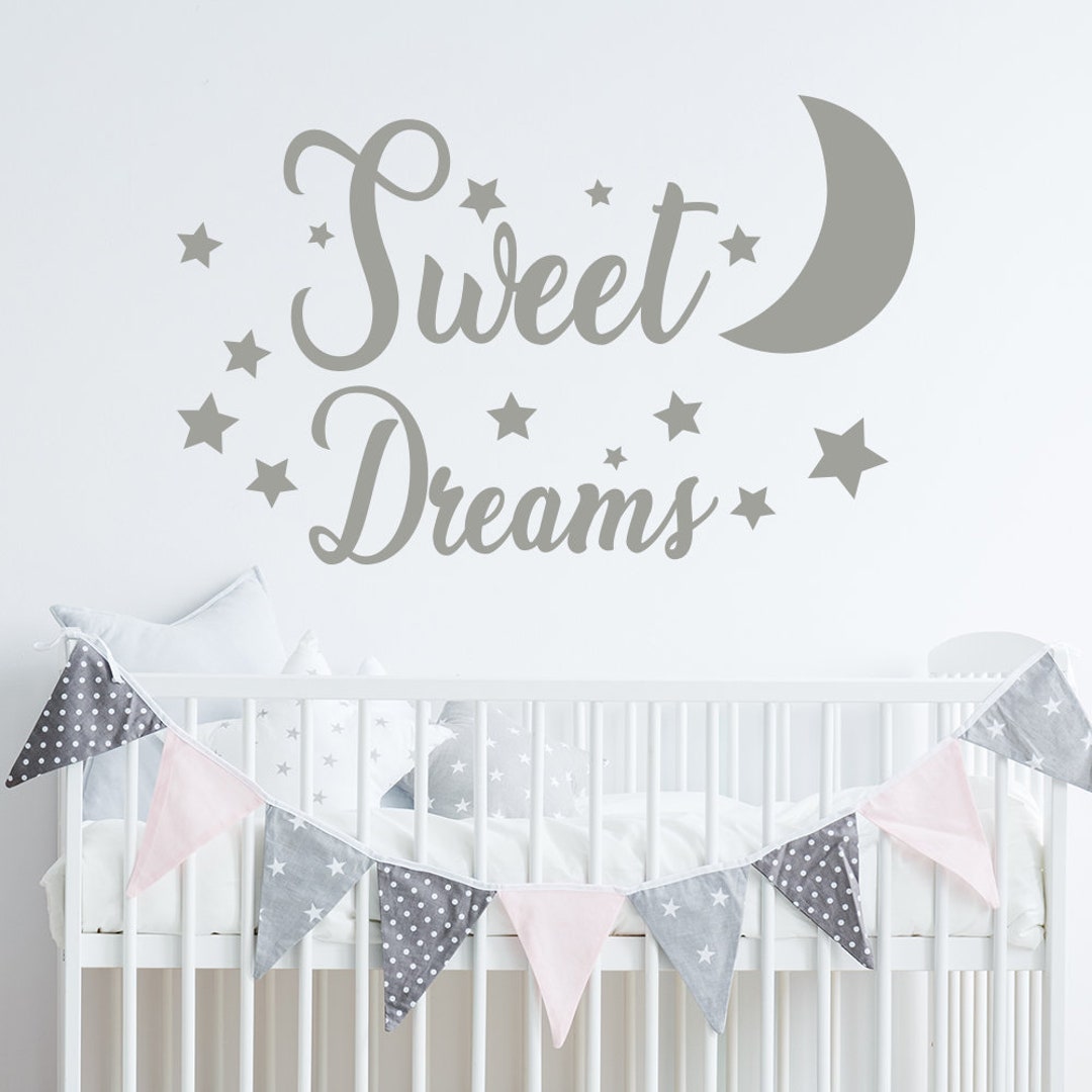 Sweet Dreams Wall Decal - Quote Wall Sticker - Moon and Star Nursery ...