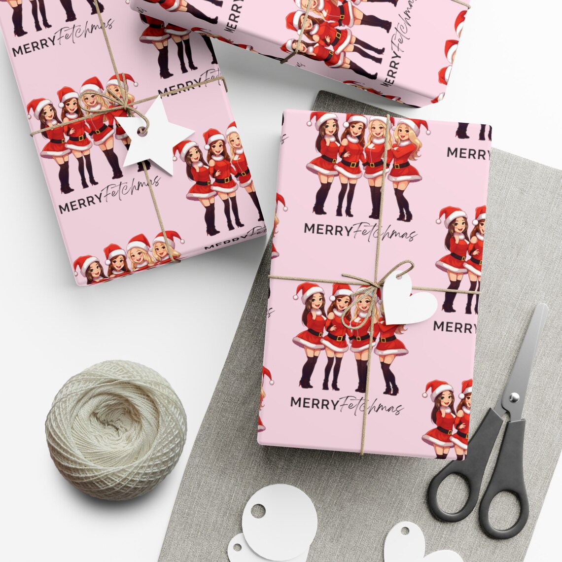 Pink Merry Fetchmas Wrapping Paper Sheets, Mean Girls Pink Wrapping ...