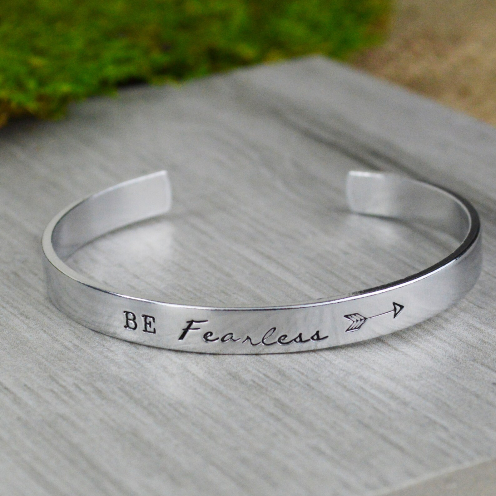 Be Fearless Cuff Bracelet Aluminum Brass or Copper Bangle - Etsy