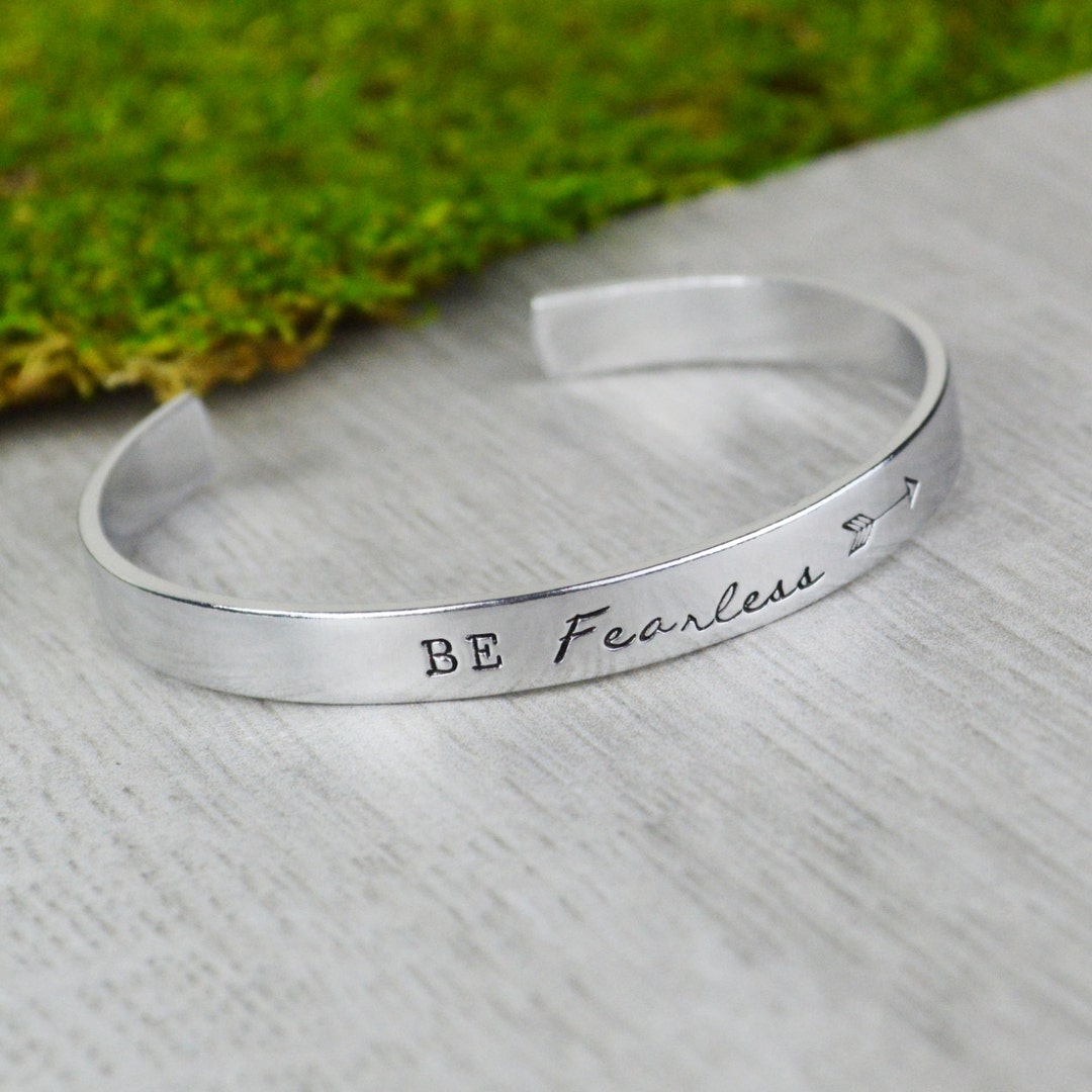 Be Fearless Cuff Bracelet Aluminum Brass or Copper Bangle - Etsy